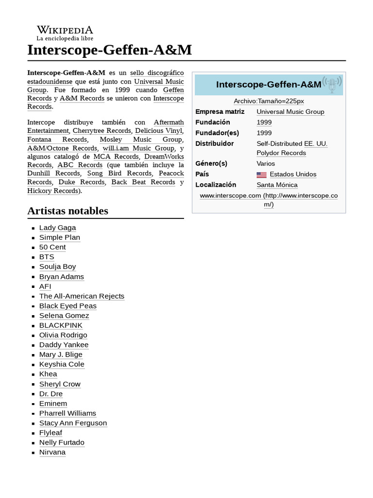 Interscope-Geffen-A&M: Sello Musical 1999 | PDF