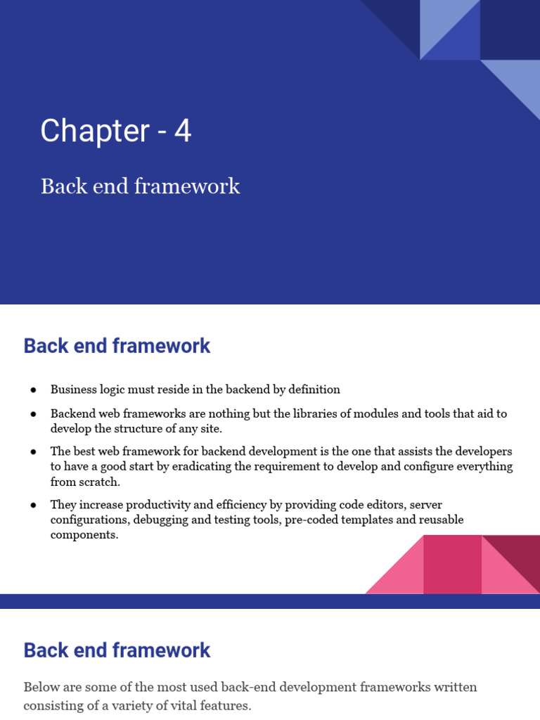 Chapter - 4 Back End Framework - Part 1 | PDF