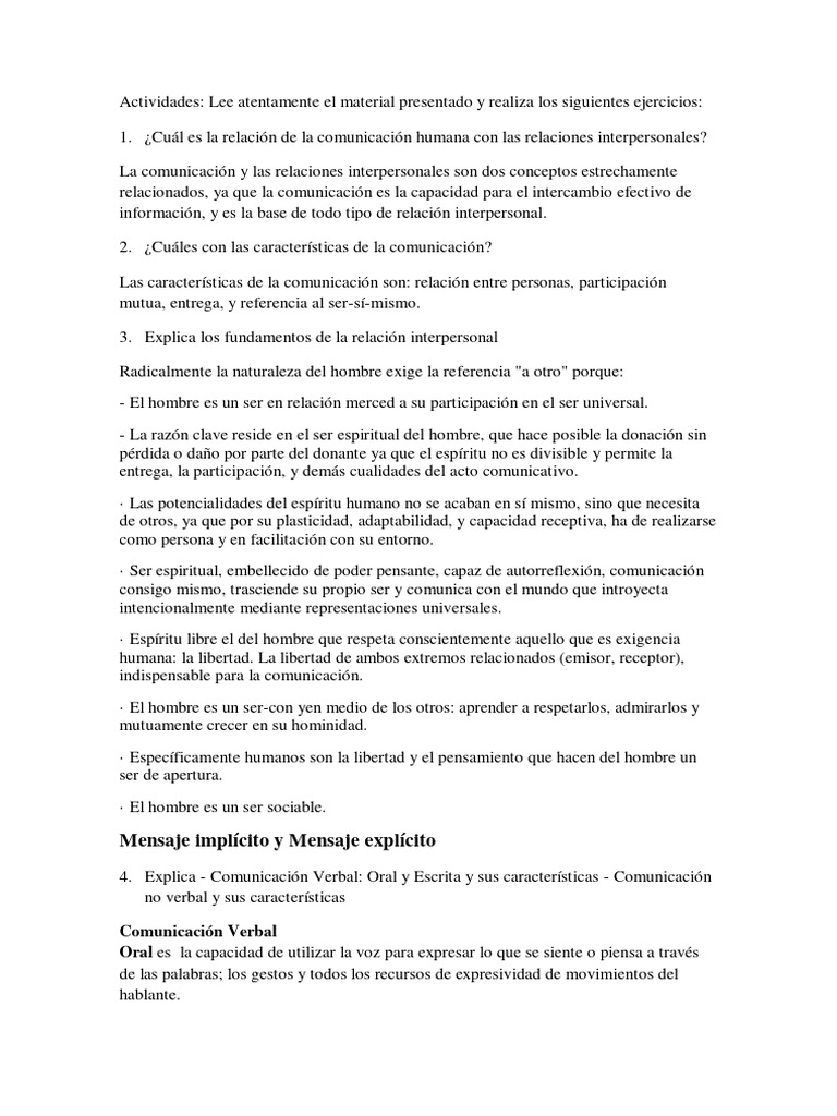 Mensaje Implícito y Mensaje Explícito | PDF | Comunicación no verbal ...