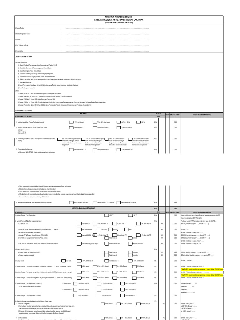Form Rekredensialing Rsu Tipe D | PDF