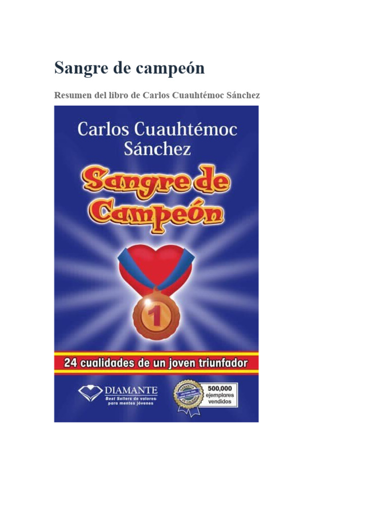 Resumen de "Sangre de campeón" | PDF