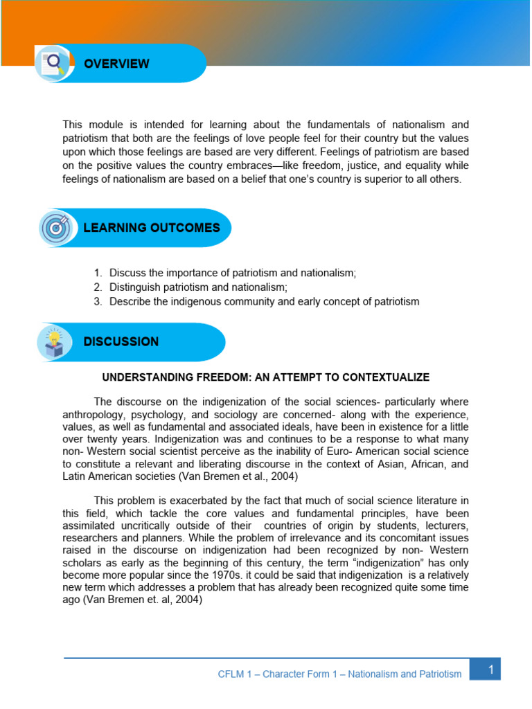 CFLM 1 Lesson 1 | PDF | Social Sciences | Nationalism