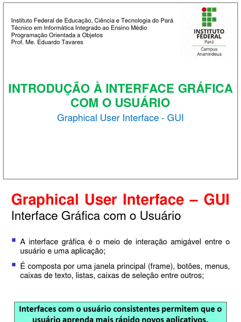 Introdução A Graphical User Interface | PDF | Interfaces gráficas do ...