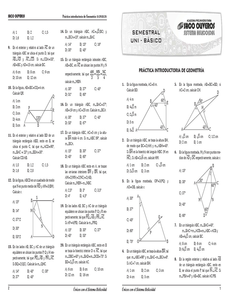 Ejercicios de Geometría para Práctica | PDF | Triángulo | Objetos ...