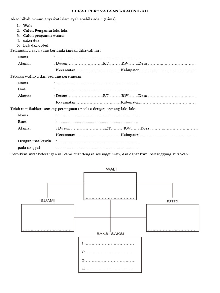 Surat Pernyataan Akad Nikah Syah | PDF