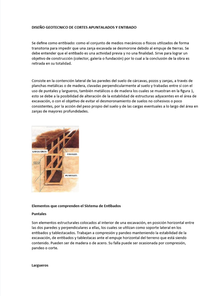 Diseño de Entibados Metálicos y de Madera | PDF | Fundación profunda ...