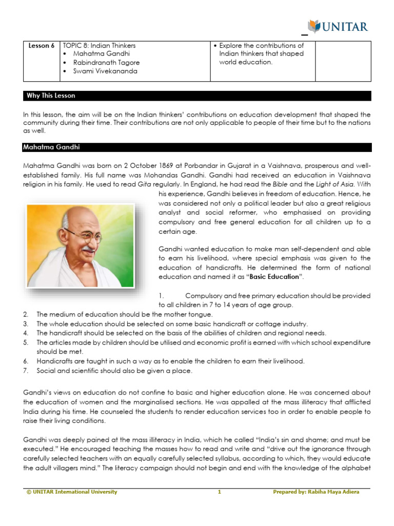 Lesson 6 Indian Thinkers | PDF | Social Science