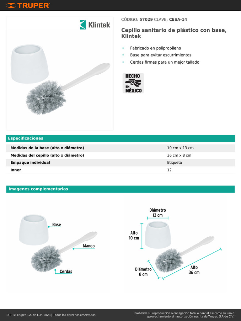 Cepillo Sanitario Klintek con Base | PDF