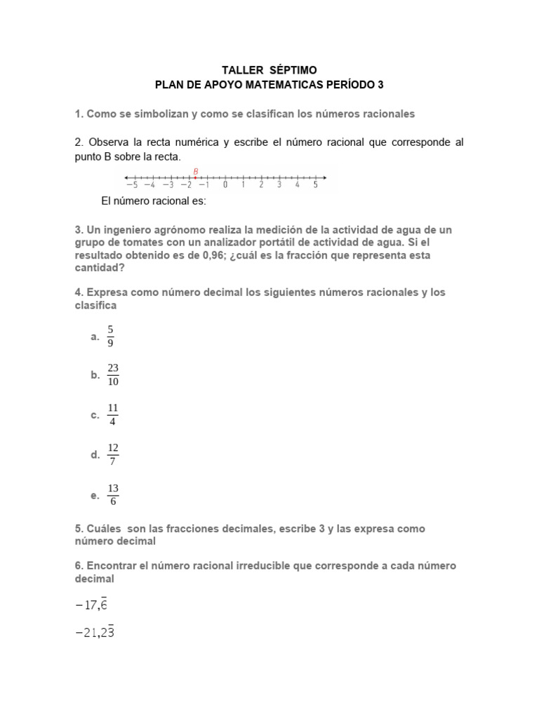 Taller Sã Ptimo, Plan de Apoyo, Tercer Perã Odo 2.023 4 | PDF