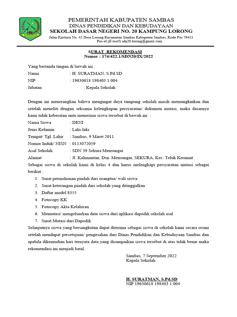 174 Form REKOMENDASI | PDF