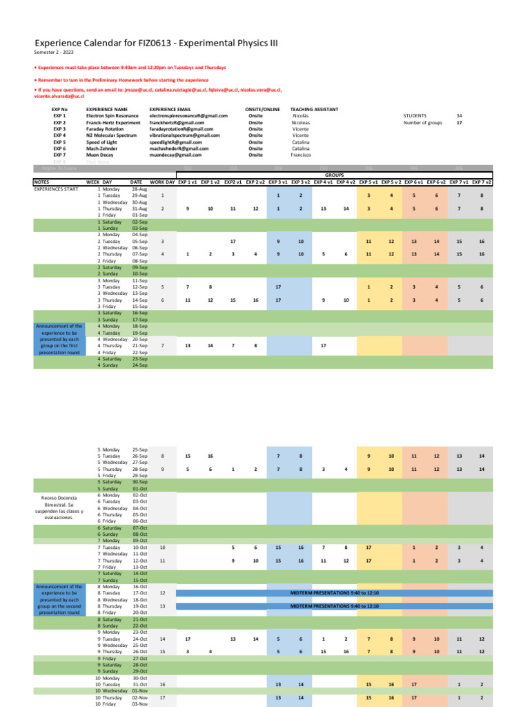 Calendar - Experiences 2023 | PDF | Quantum Mechanics | Atomic Physics