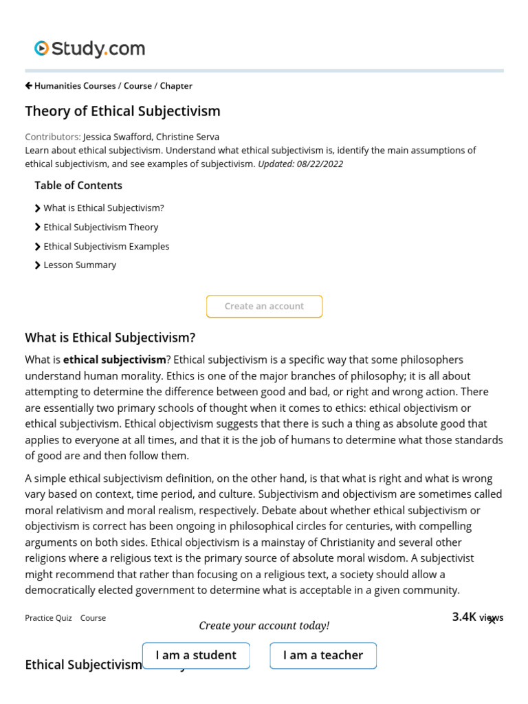Ethical Subjectivism Theory & Examples - What Is Ethical Subjectivism ...
