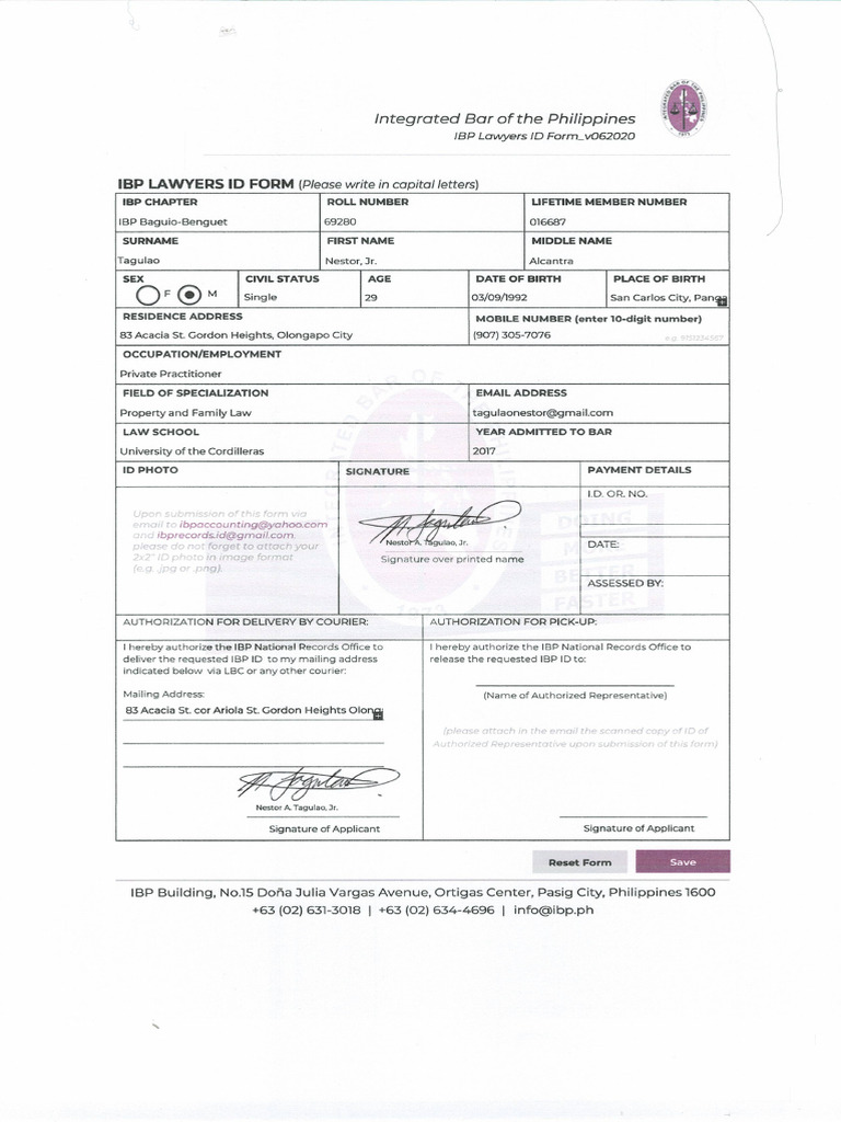 IBP ID Request Form | PDF