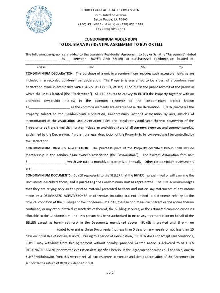 Condominium Addendum | PDF | Condominium | Sales