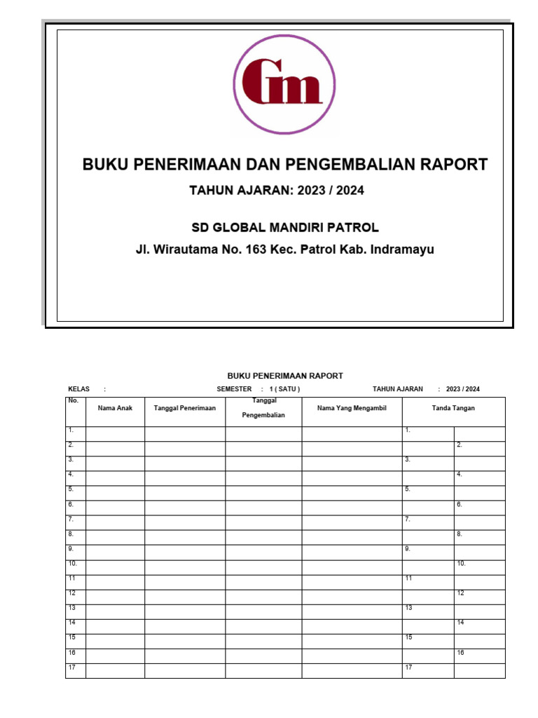 Buku Penerimaan Raport | PDF