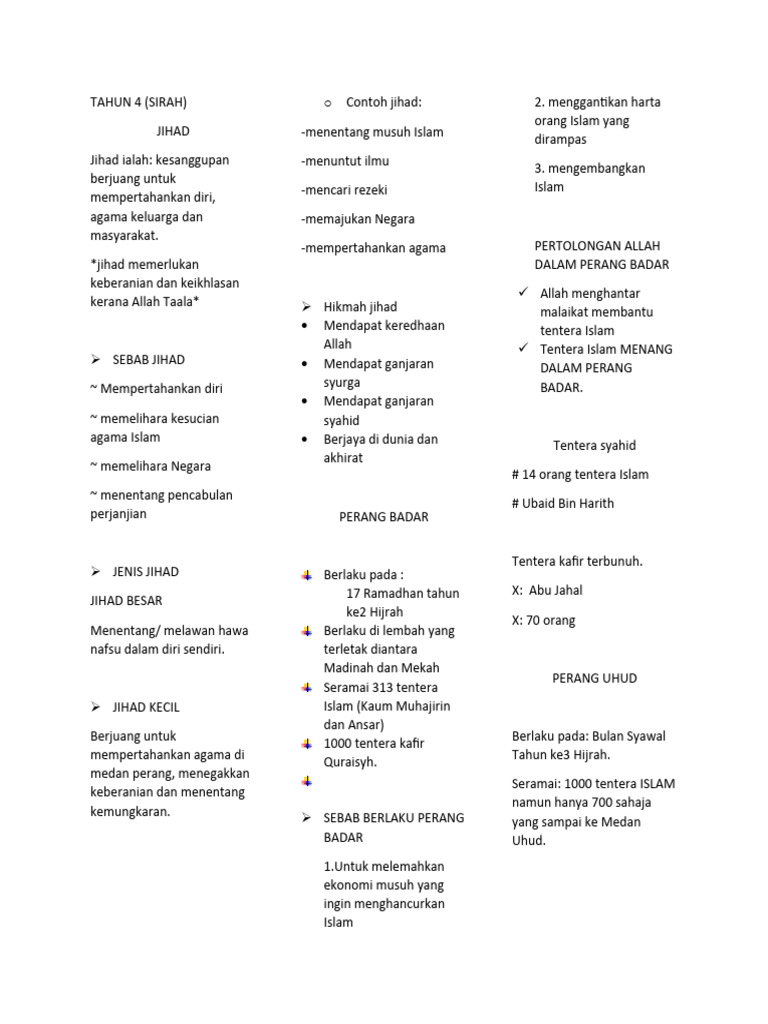 Nota Sirah Tahun 4 | PDF