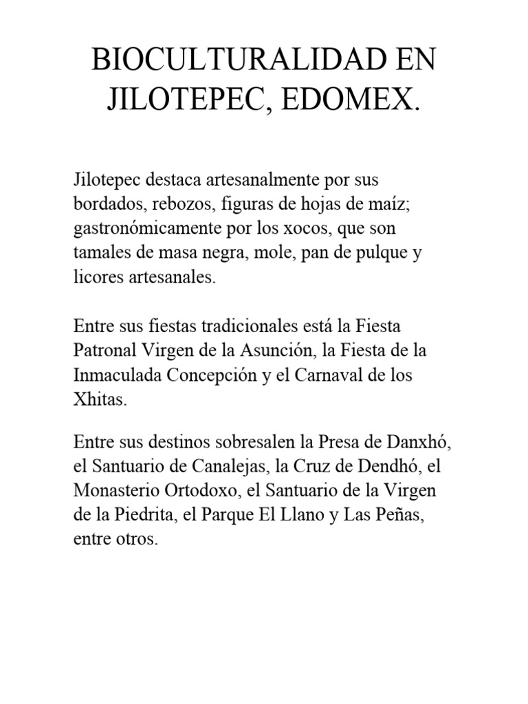 Bioculturalidad y Tradiciones en Jilotepec | PDF