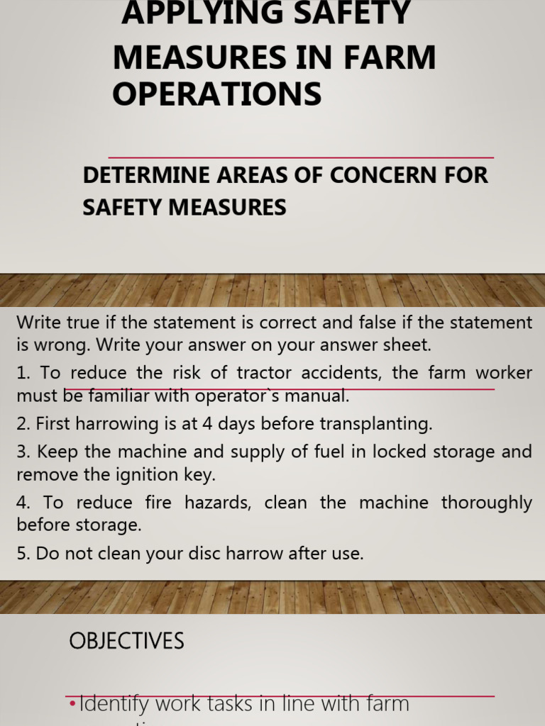 Safety Measures for Farm Operations | PDF | Agriculture | Agricultural ...