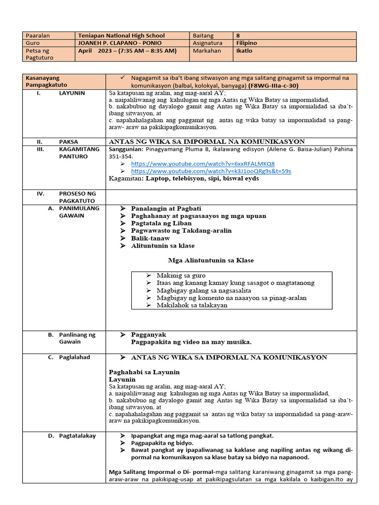 FINAL Njud COT1 FILIPINO 8 2022 2023 | PDF