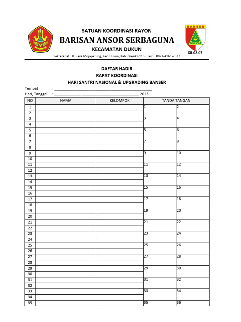 Absen Kegiatan | PDF