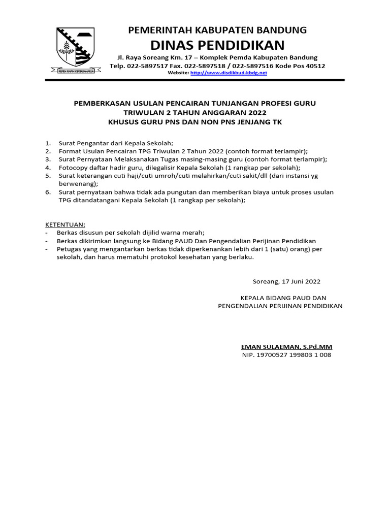 Pemberkasan TPG Tri 2-2022 | PDF