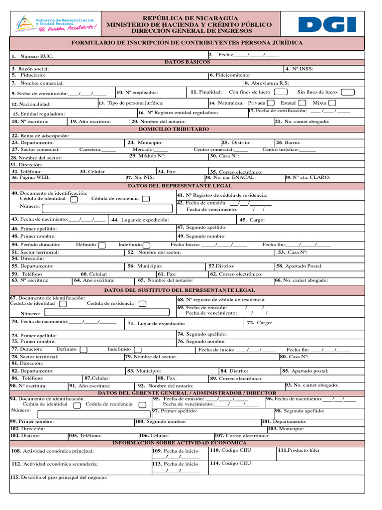Dgi Formatos Inscripcion | PDF | Derecho