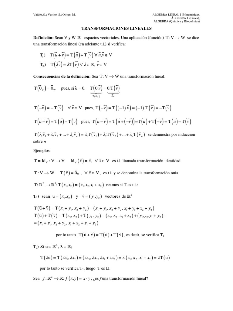 Transformaciones Lineales-5 | PDF | Mapa lineal | Base (álgebra lineal)