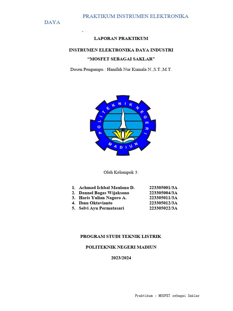 Modul Praktikum MOSFET SEBAGAI SAKLAR KELL 3 | PDF