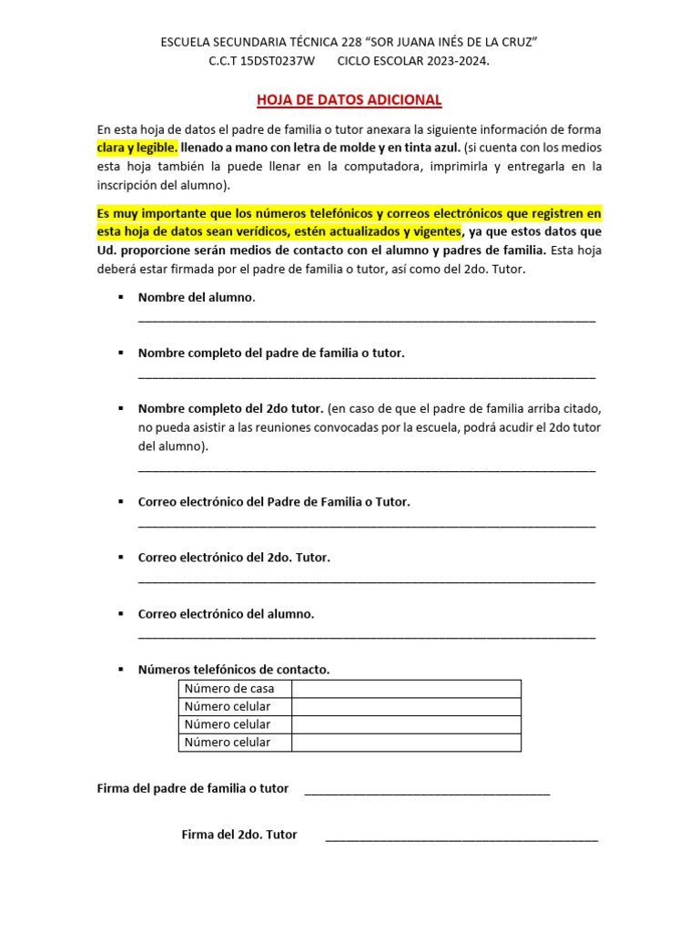 Hoja de Datos Adicional | PDF
