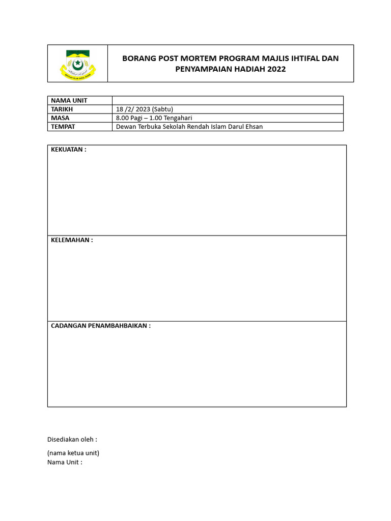Evaluasi Majlis Ihtifal 2022 | PDF
