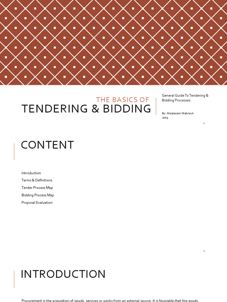 Tendering Basics | PDF | Procurement | Request For Proposal