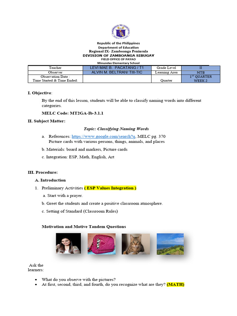 Cot 1 MTB Q1 W2 | PDF