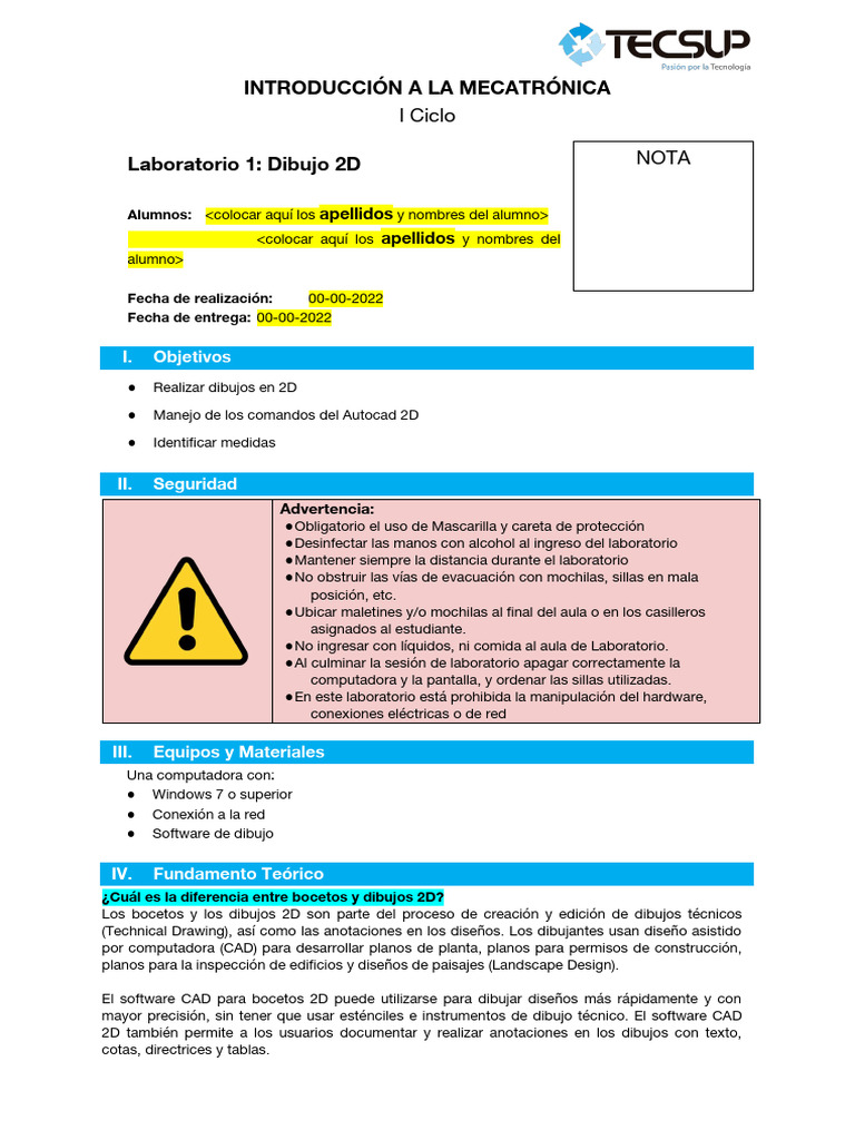 Dibujo 2D en Autocad: Laboratorio I | PDF | Laboratorios | Ventana ...