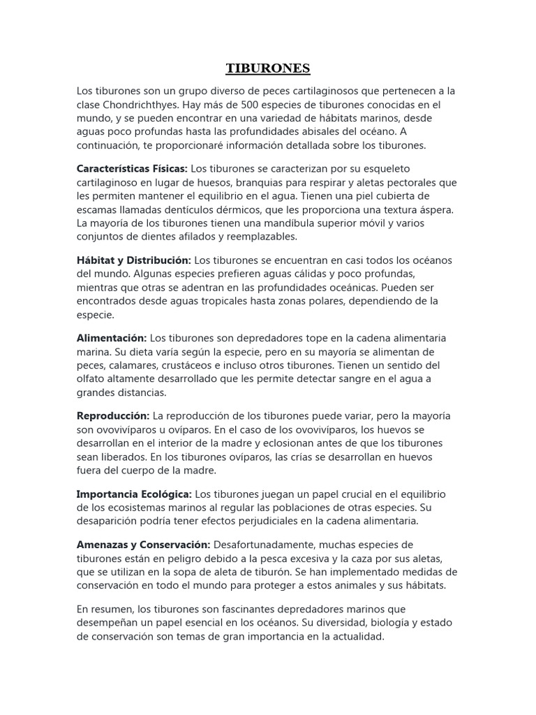 Tiburones Pdf Tiburones Pescado