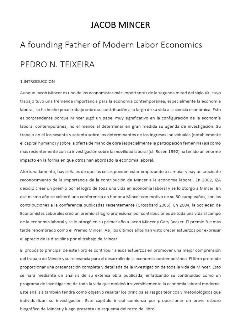 Jacob Mincer | PDF | Alemania nazi | Capital humano