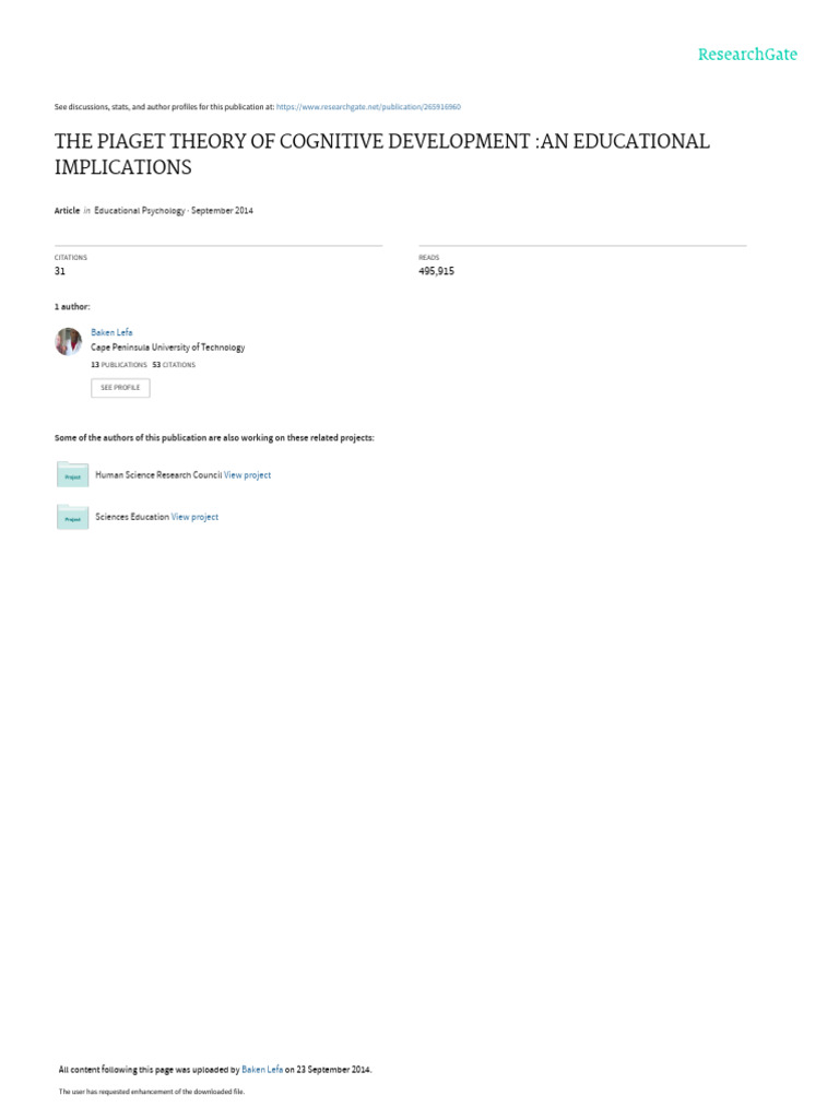 Assingmenteducation | PDF | Cognitive Development | Thought