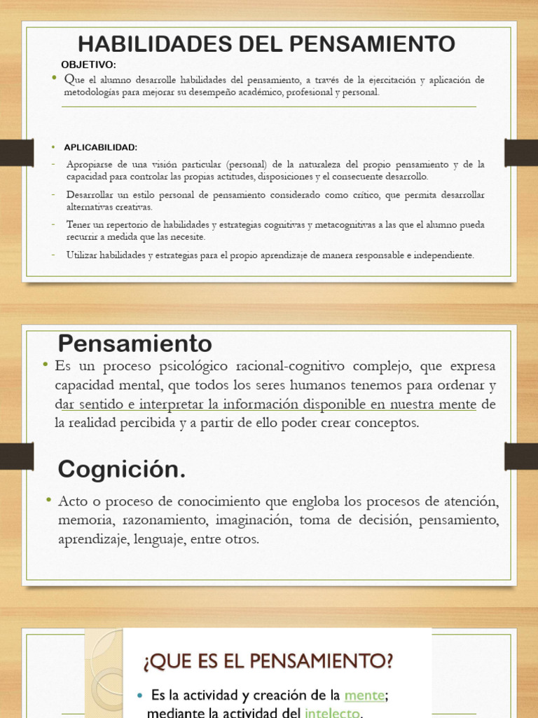 Habilidades Del Pensamiento Unidad1 | PDF | Aprendizaje | Pensamiento