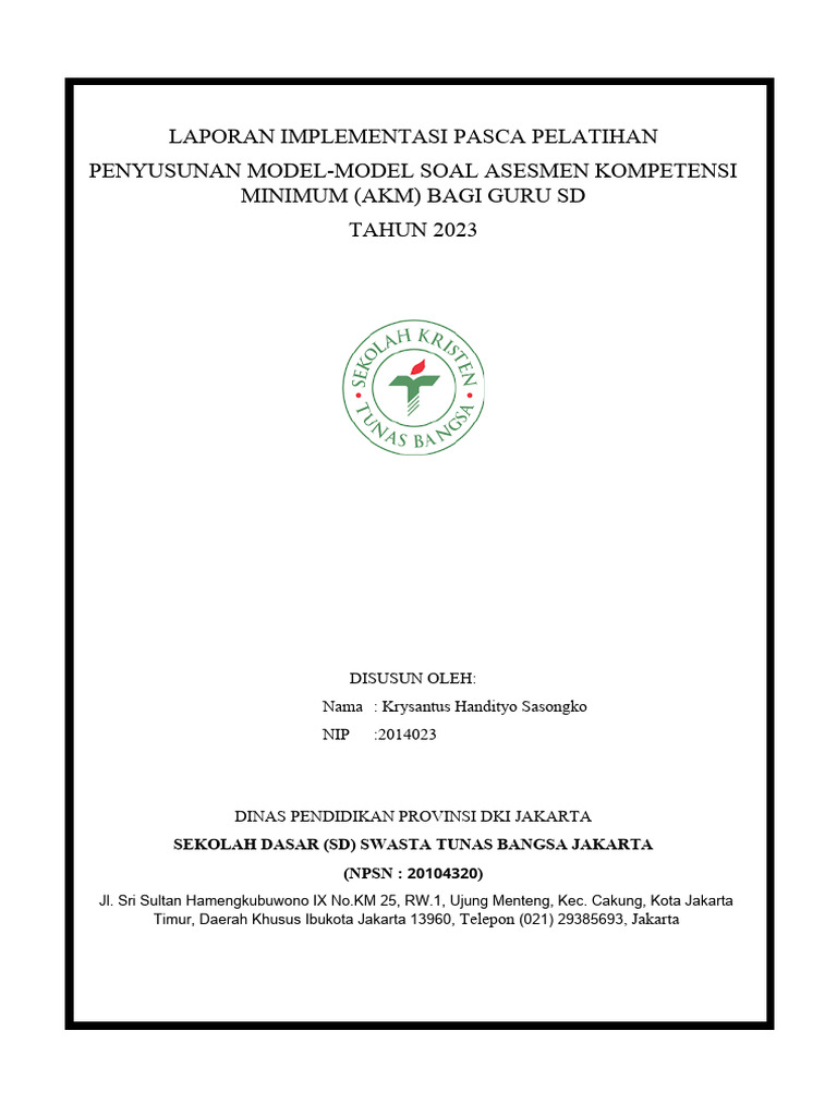 Format Laporan Implementasi Pasca Pelatihan 2023 | PDF