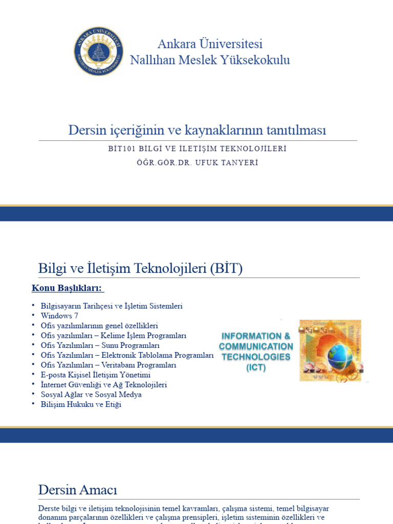 Bilgi ve İletişim Teknolojileri Ders notu | PDF