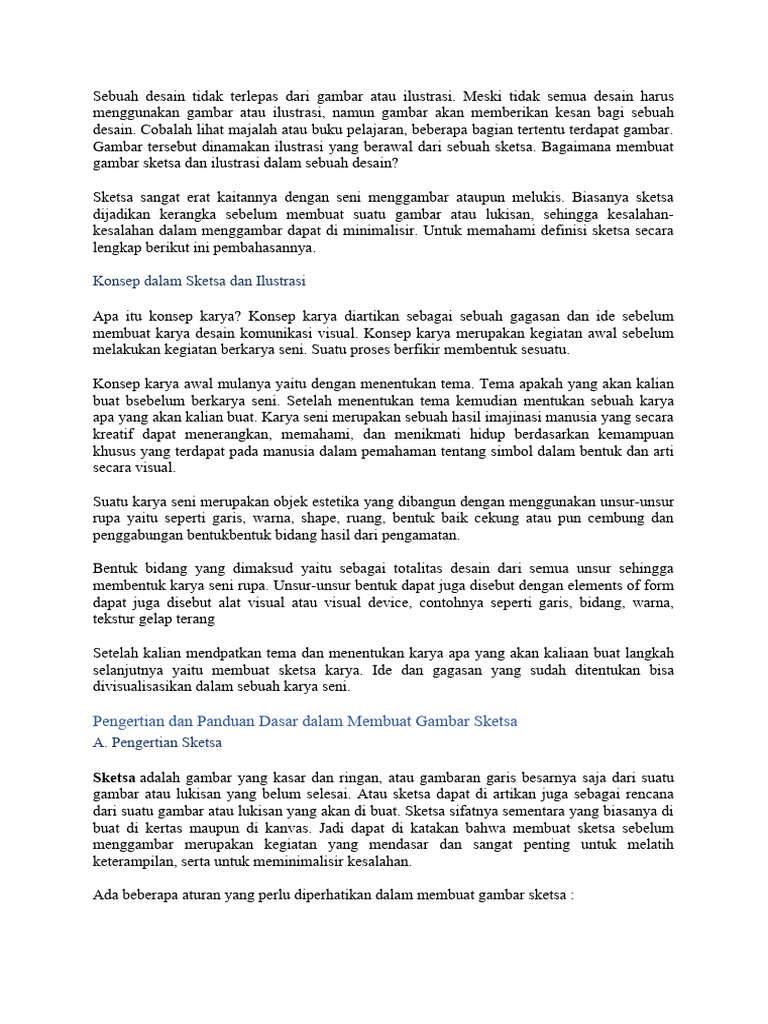 Materi Sketsa Dan Illustrasi | PDF