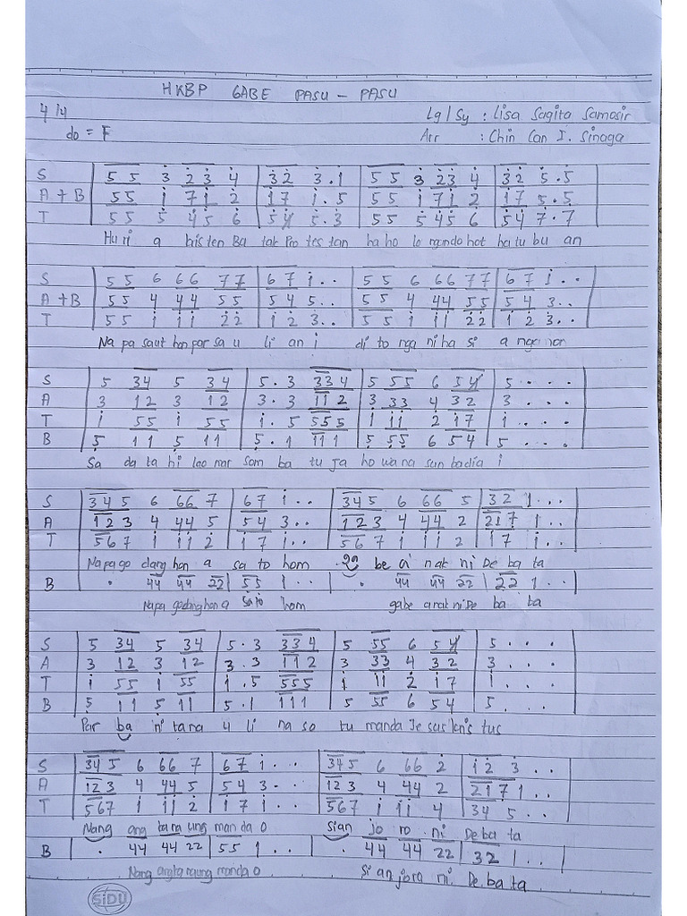 Partitur HKBP Gabe Pasu-Pasu | PDF