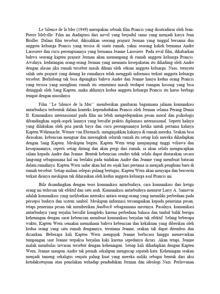 Analisis Film Le Silence de La Mer | PDF