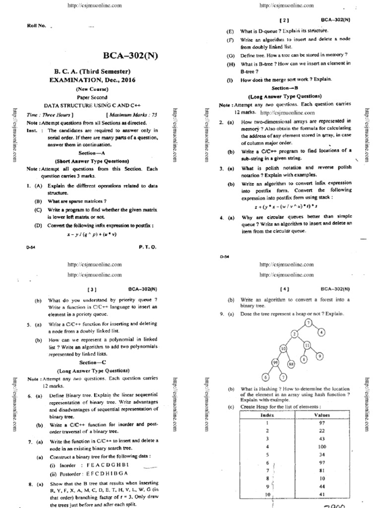 Bca 3 Sem Data Structure Using C and CPP Bca 302n Dec 2016 | PDF Bca 3 Sem Data Structure Using C and CPP Bca 302n Dec 2016 | PDF