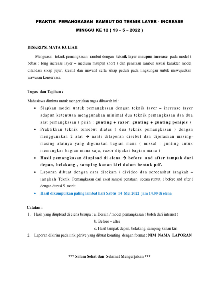 Praktik Pemangkasan Rambut DG Teknik Layer - Increase Menggunakan Alat ...