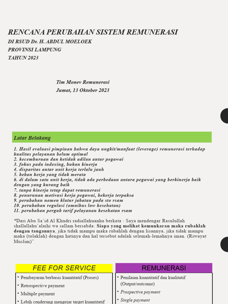 Rencana Perubahan Sistem Remunerasi RSAM 2023 | PDF | Bisnis