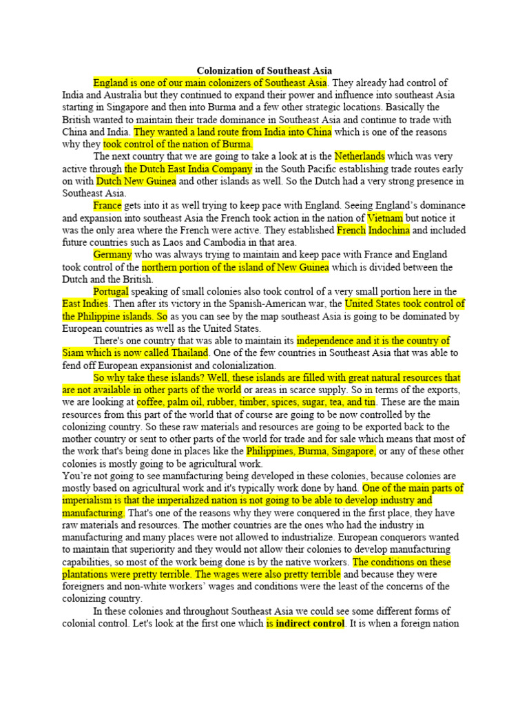 European Imperialism in Southeast Asia | PDF | Southeast Asia | Asia