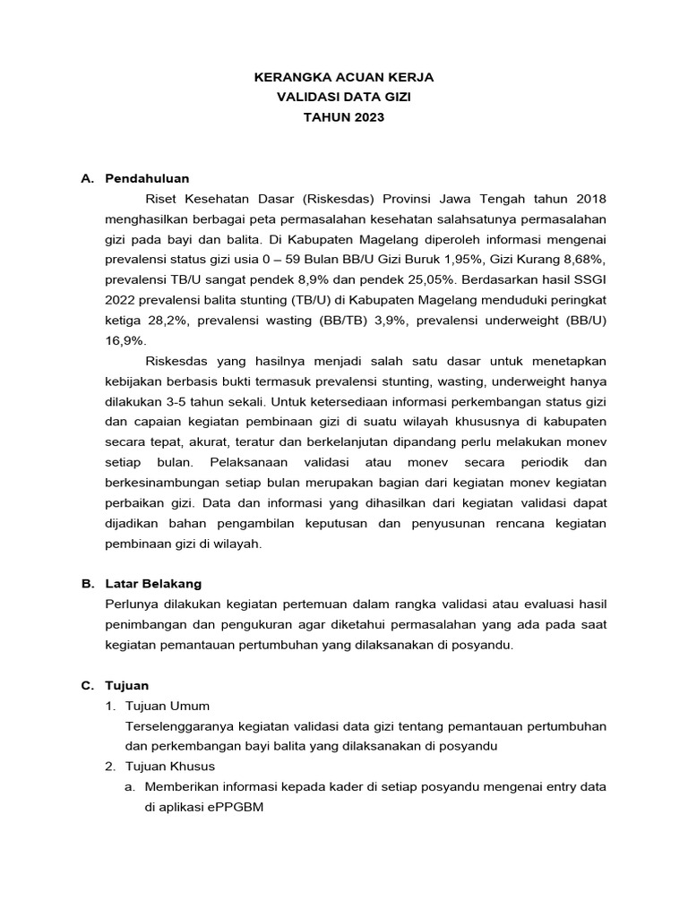 KAK VALIDASI DATA GIKIA | PDF