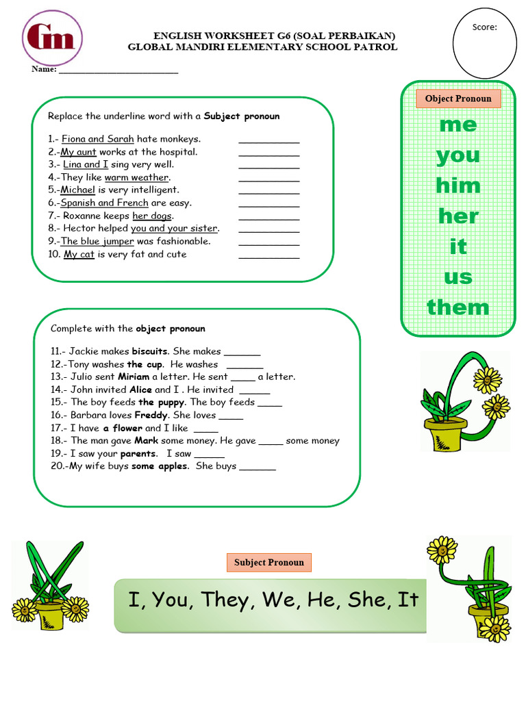 ENGLISH WORKSHEET G6 Soal Perbaikan Bahasa Inggris G6 Dan G5 | PDF