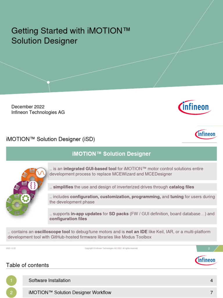 Infineon IMOTION Solution Designer GettingStarted v01 00 en | PDF