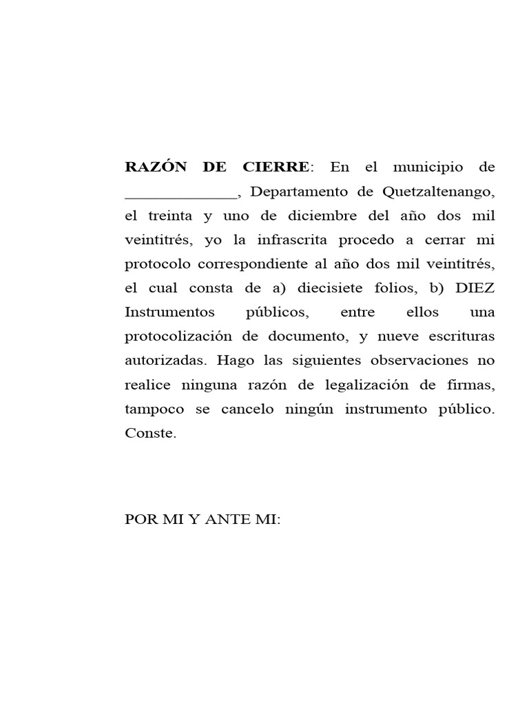Razon de Cierre de Protocolo | PDF